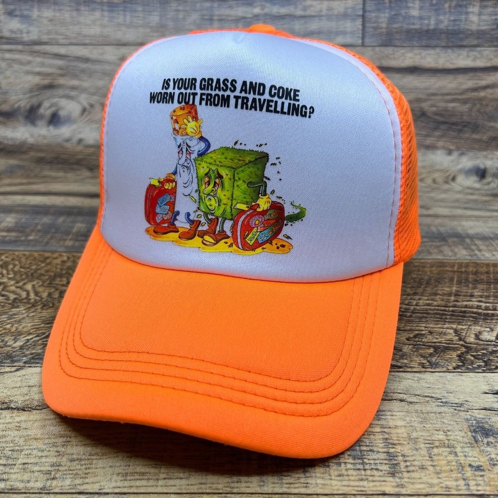 Funny Anti-Drug Ad Campaign Mens Trucker Hat Orange S… - Gem